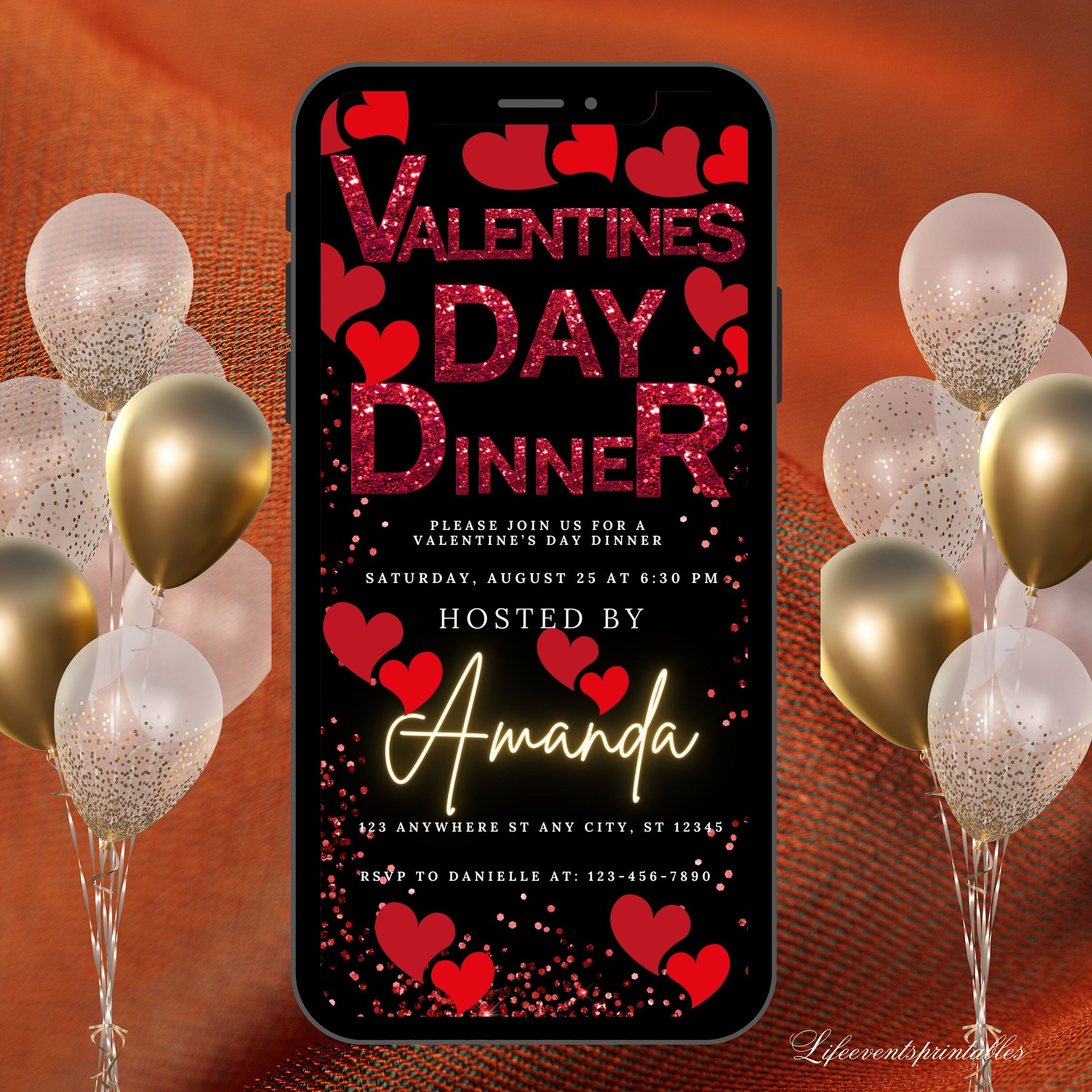 Editable Digital Valentine Invitation Template Electronic Valentine ...