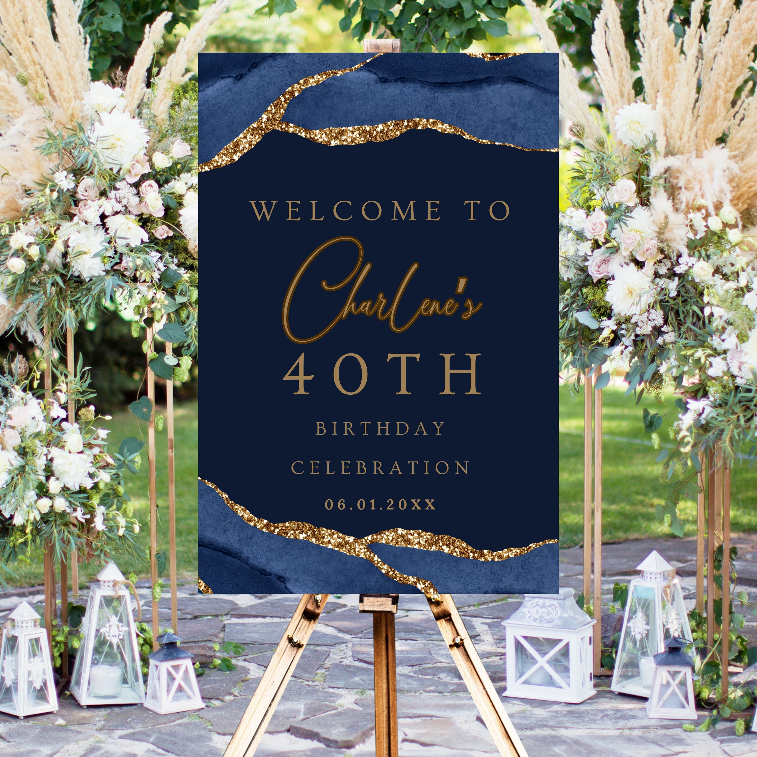 BLUE AGATE Birthday Welcome Sign Template Welcome Poster AGATE Signage ...