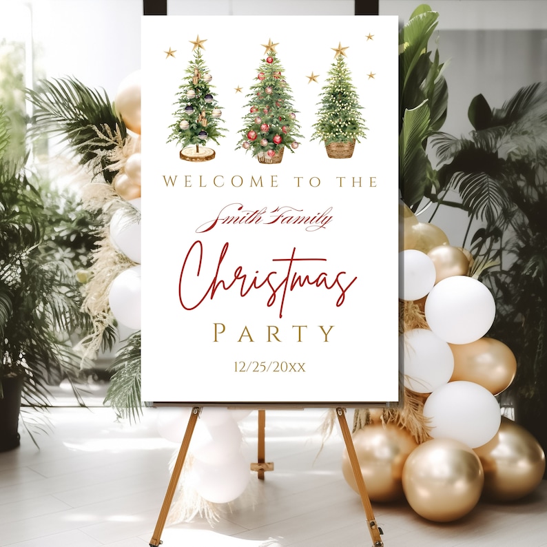 Christmas Welcome Sign Template, Holiday Welcome Poster, Printable ...