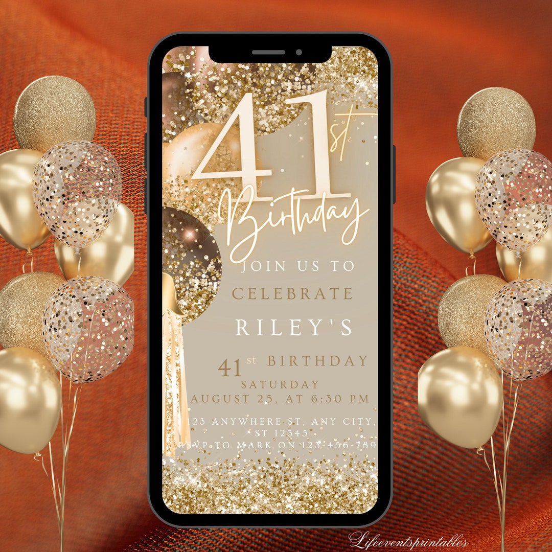 Forty-first One Birthday Invitation Template, 41st Birthday Invite E ...