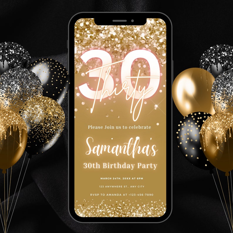 Thirty Birthday Invitation, 30th Birthday Invite, Thirtieth E-invite ...