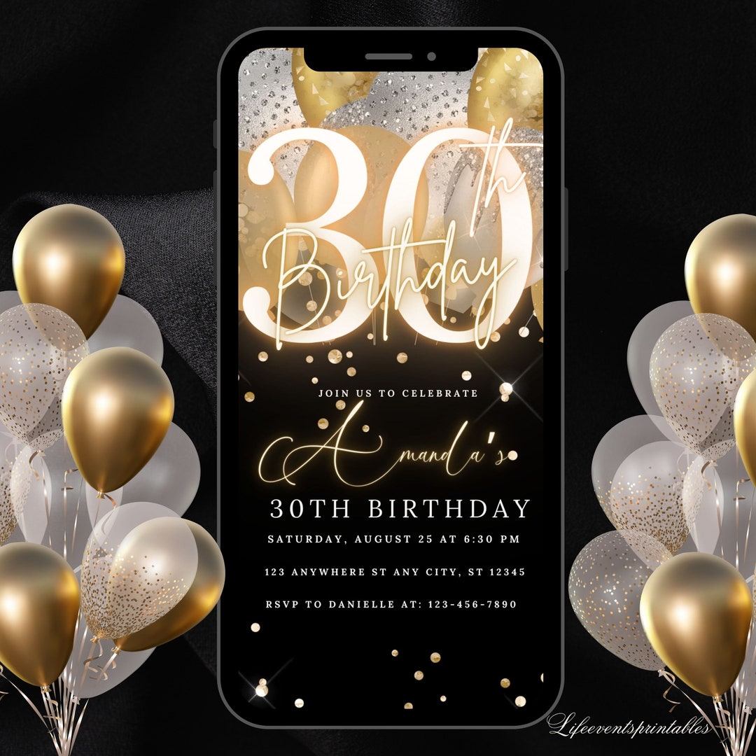 Digital 30th Birthday Invitation, 30th E-invite, 30th Birthday Evite ...