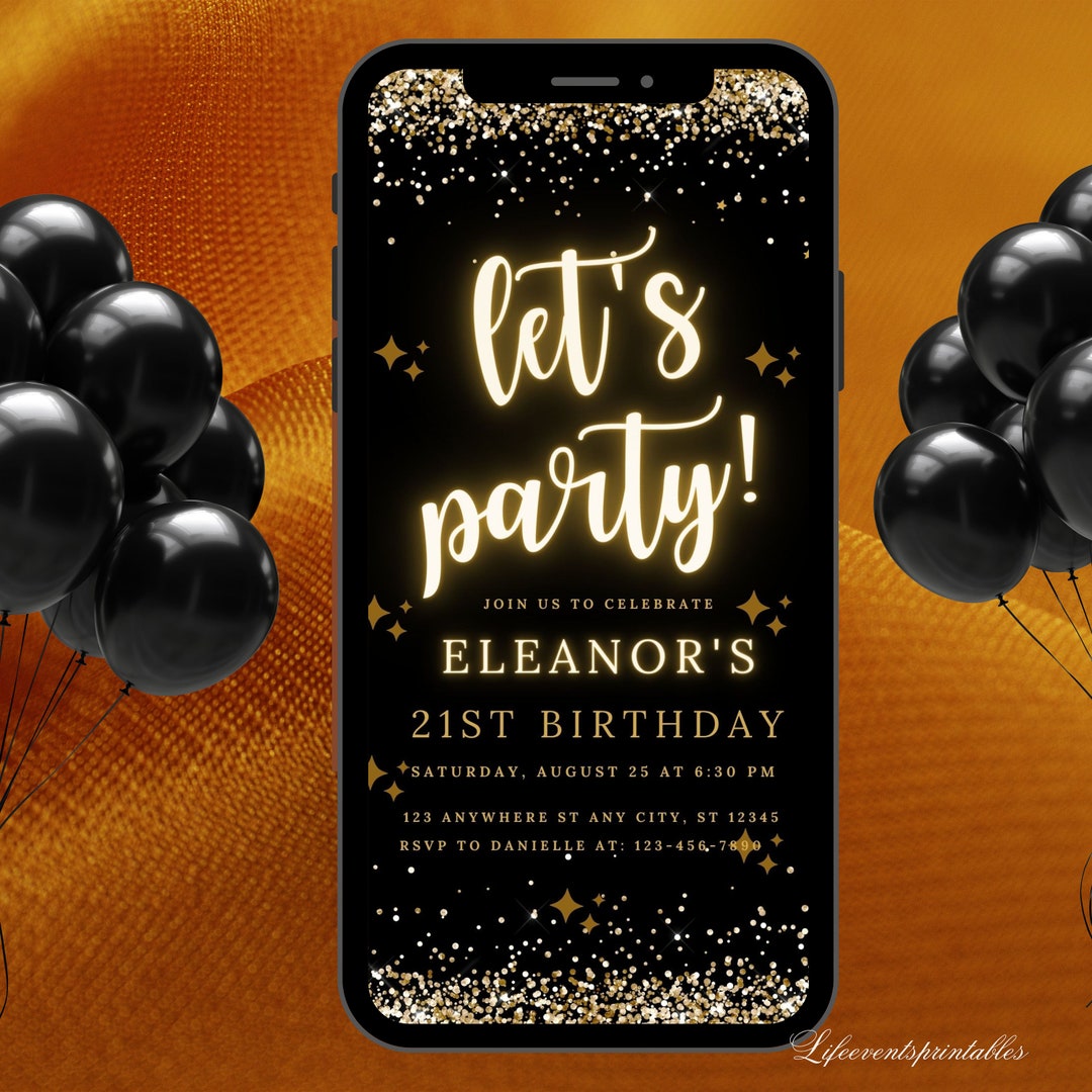 Digital Birthday Invitation Template, Electronic Birthday Invitation ...