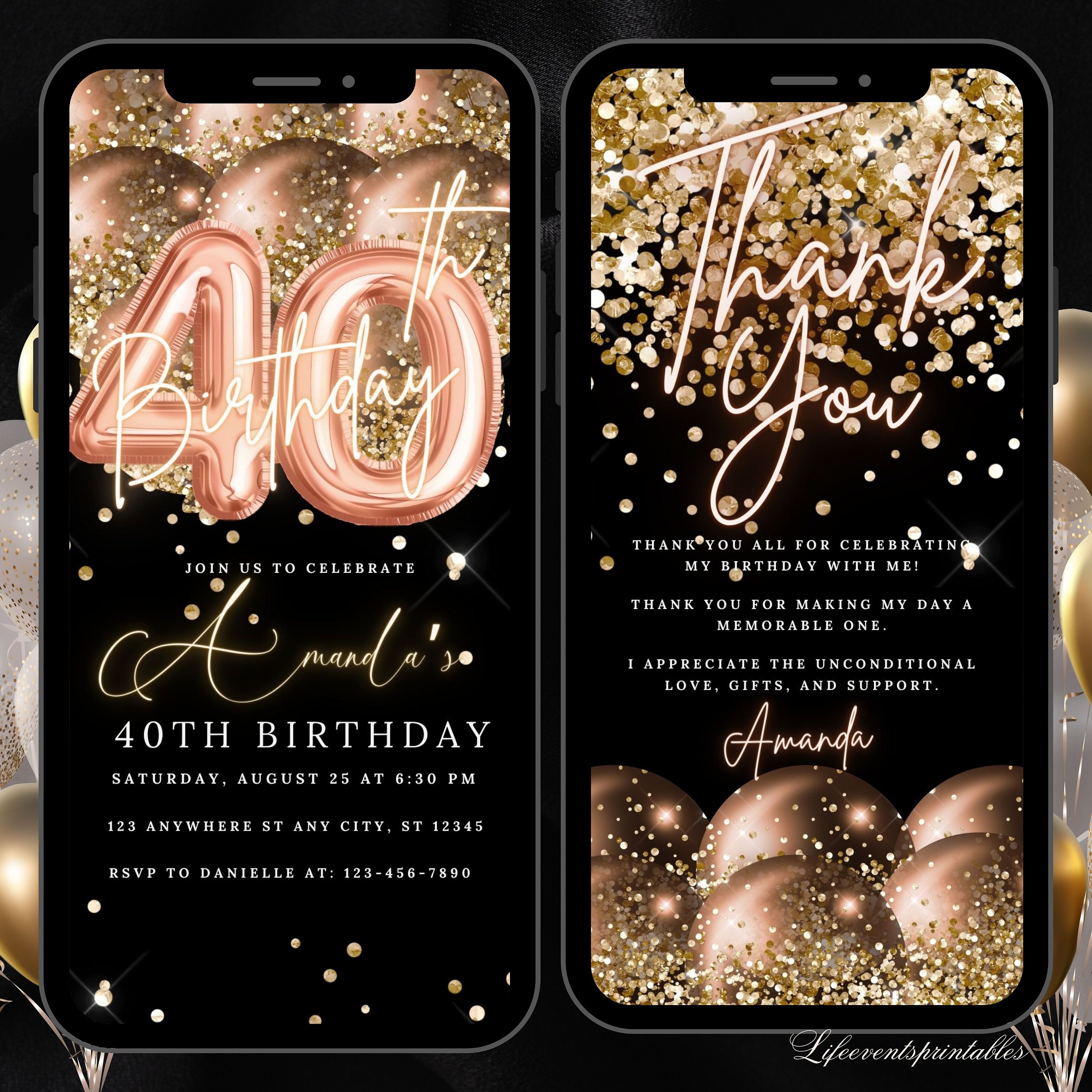 Forty Birthday Invitation, 40th Birthday Invite, Fortieth E-invite ...