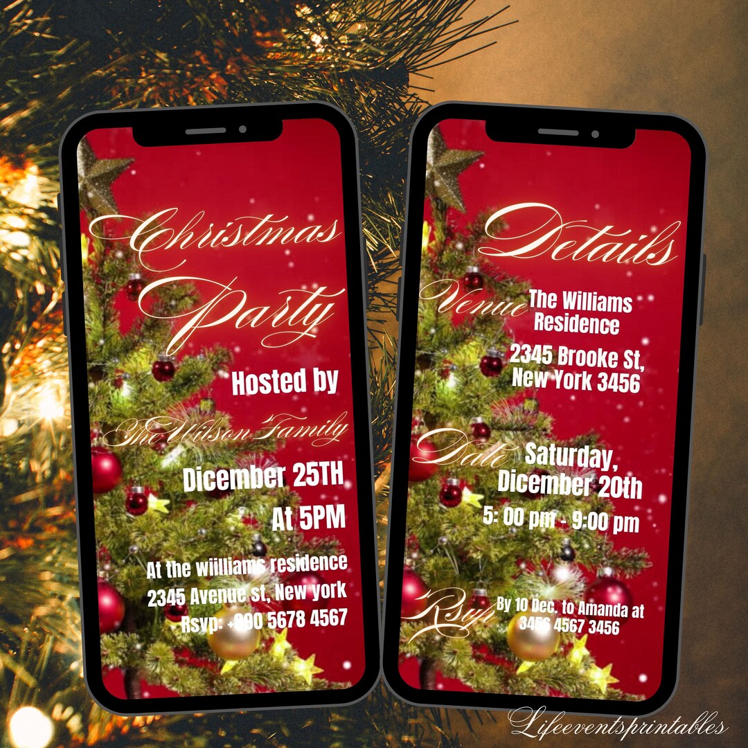 Digital Christmas Party Invitation Video Template Animated Christmas ...