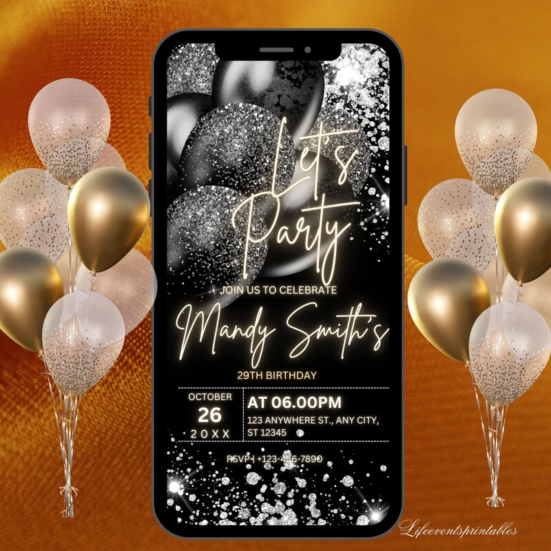 Glitter Invitation - Etsy