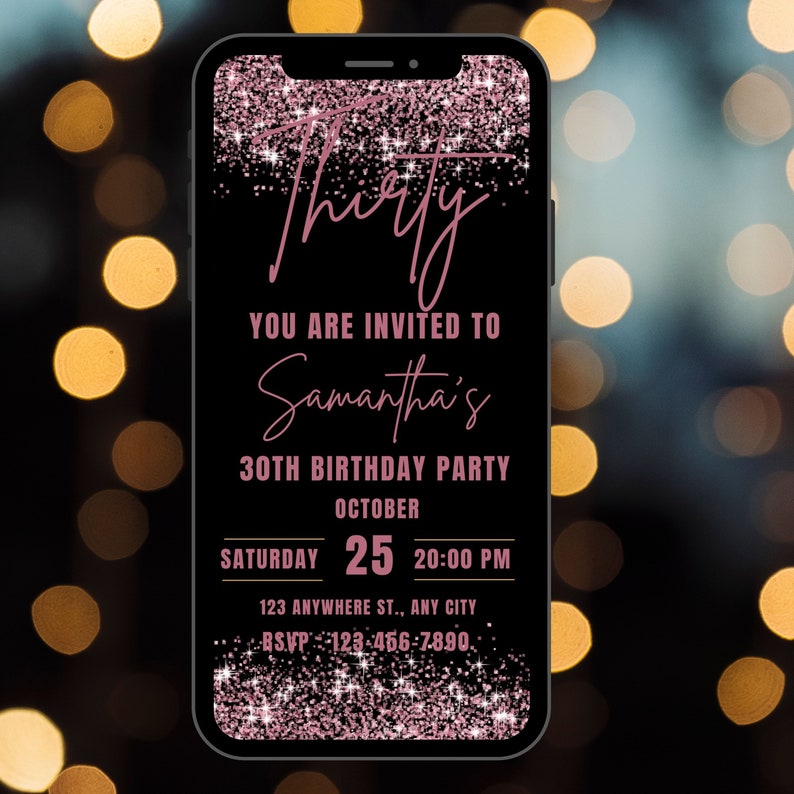 Digital Birthday Invitation Template, Electronic Birthday Invitation ...