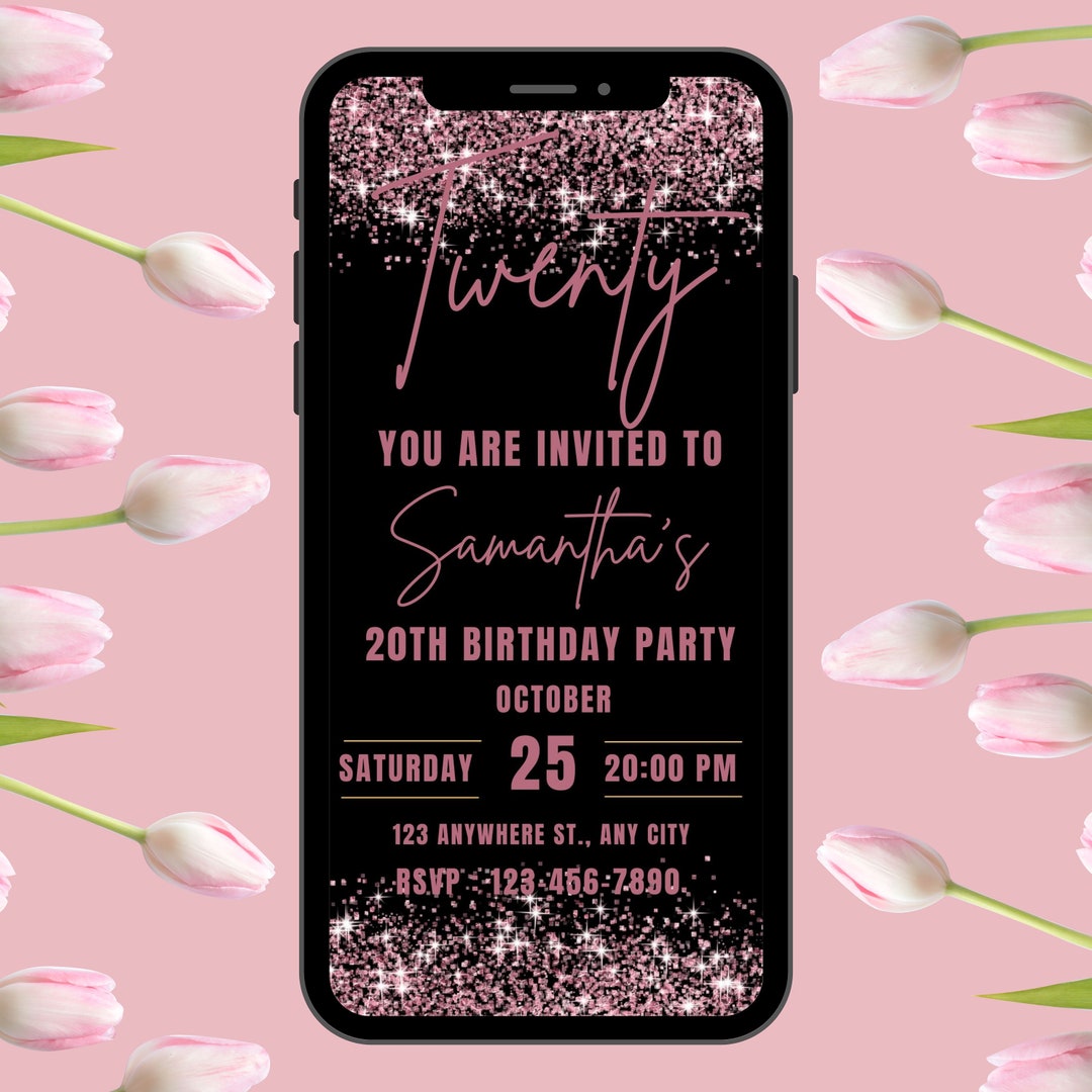 Digital Birthday Invitation Template, Electronic Birthday Invitation ...