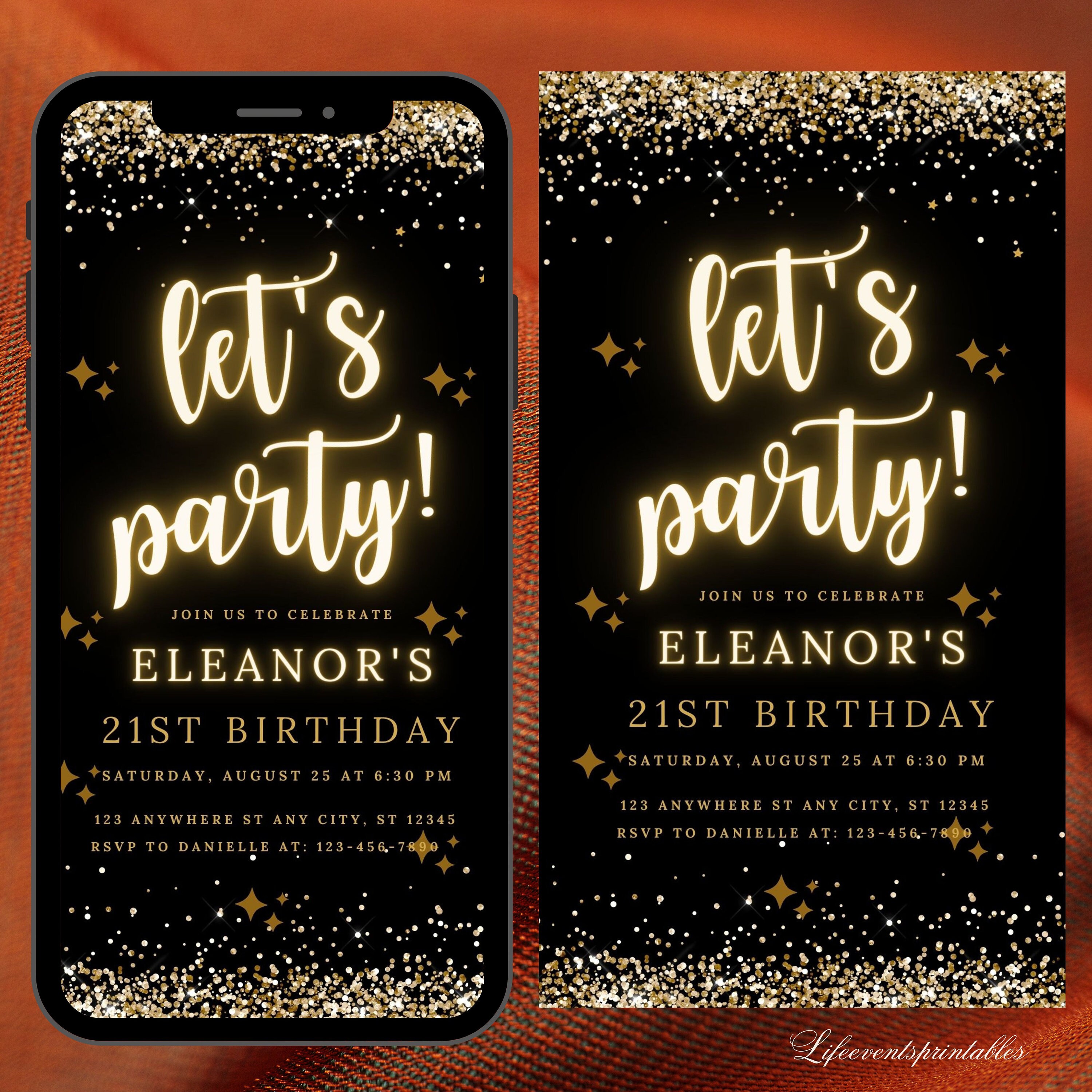 Digital Birthday Invitation Template, Electronic Birthday Invitation ...