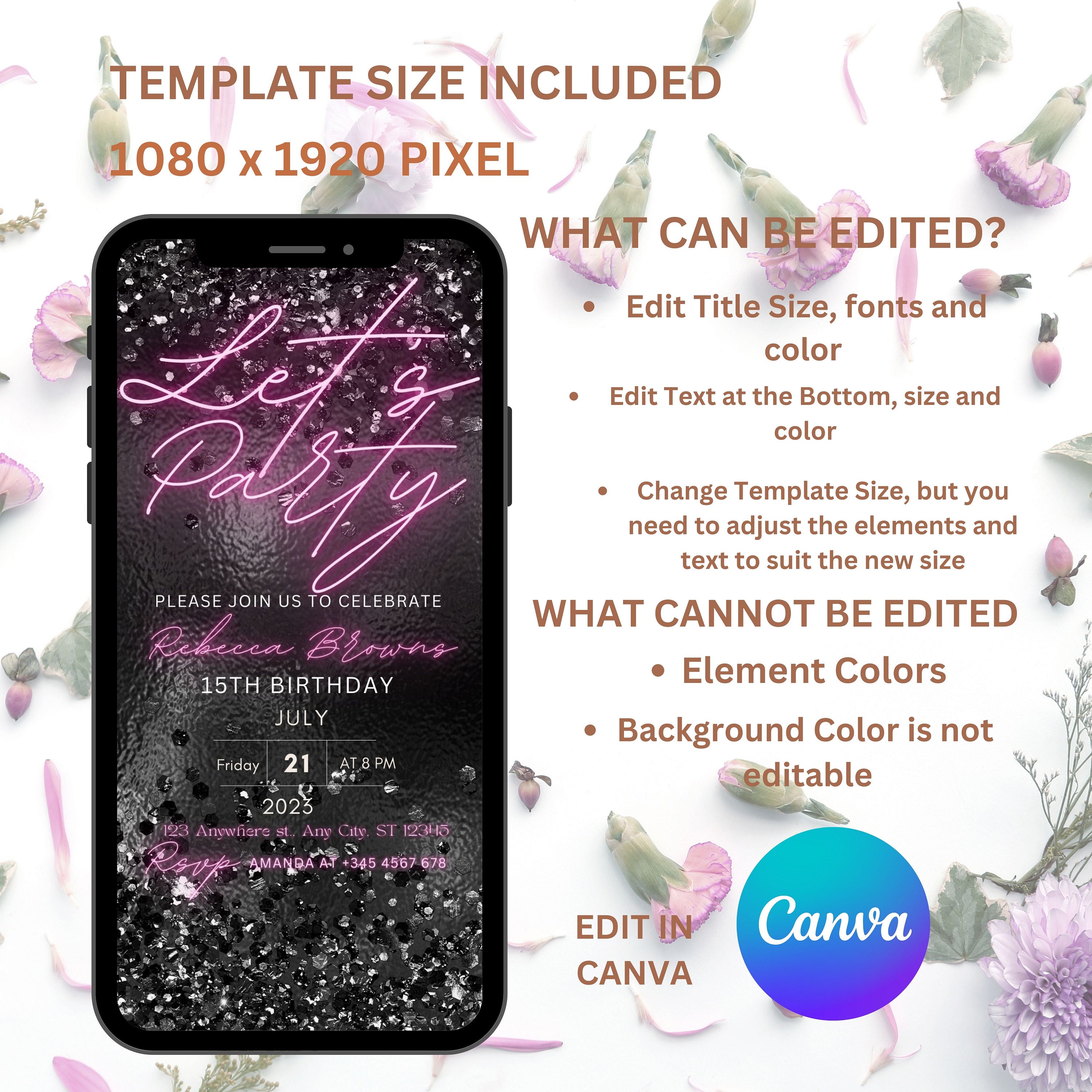 Digital Birthday Invitation Template Electronic Birthday - Etsy