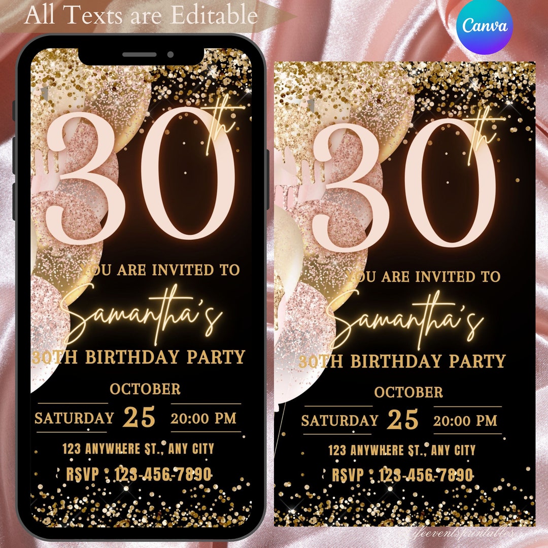 Thirty Birthday Invitation, 30th Birthday Invite, Thirtieth E-invite ...