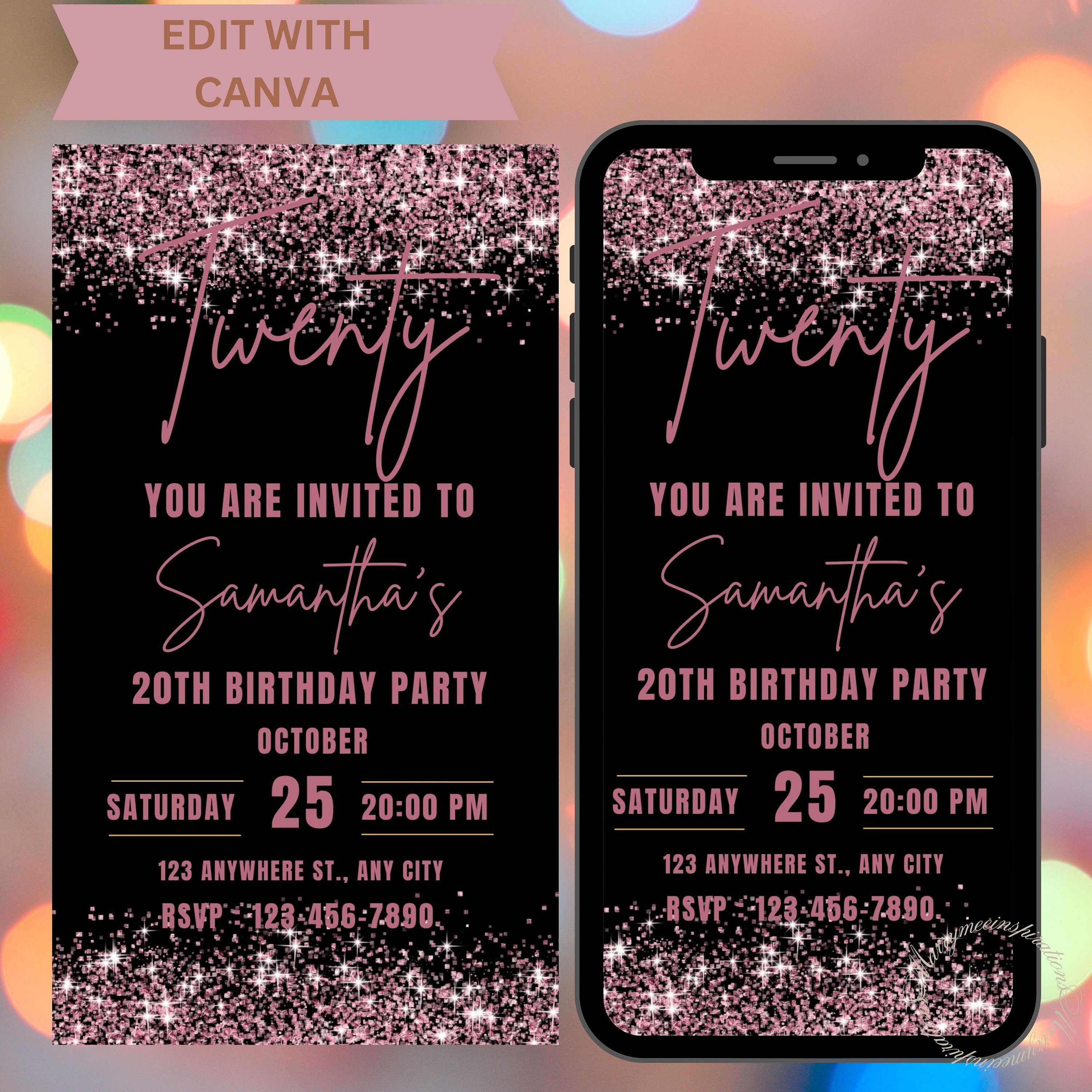 Digital Birthday Invitation Template Electronic Birthday Invitation