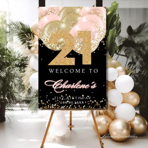 21ST Birthday Welcome Sign Template Welcome Poster Blush Glittery ...