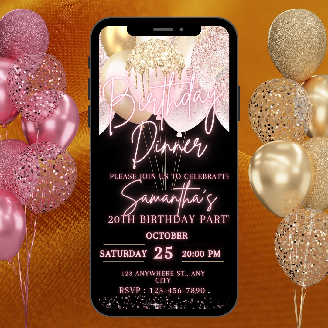 Digital Birthday Invitation Template, Electronic Birthday Invitation ...