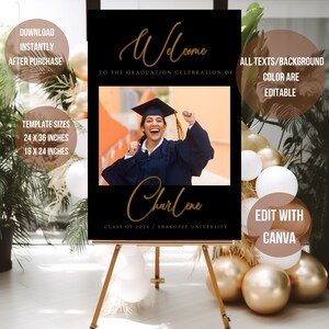 Photo Graduation Party Welcome Sign Template, Minimalist Graduation ...