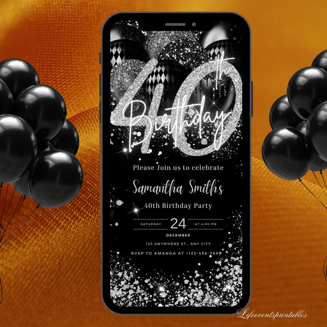 Forty Birthday Invitation, 40th Birthday Invite, Fortieth E-invite ...
