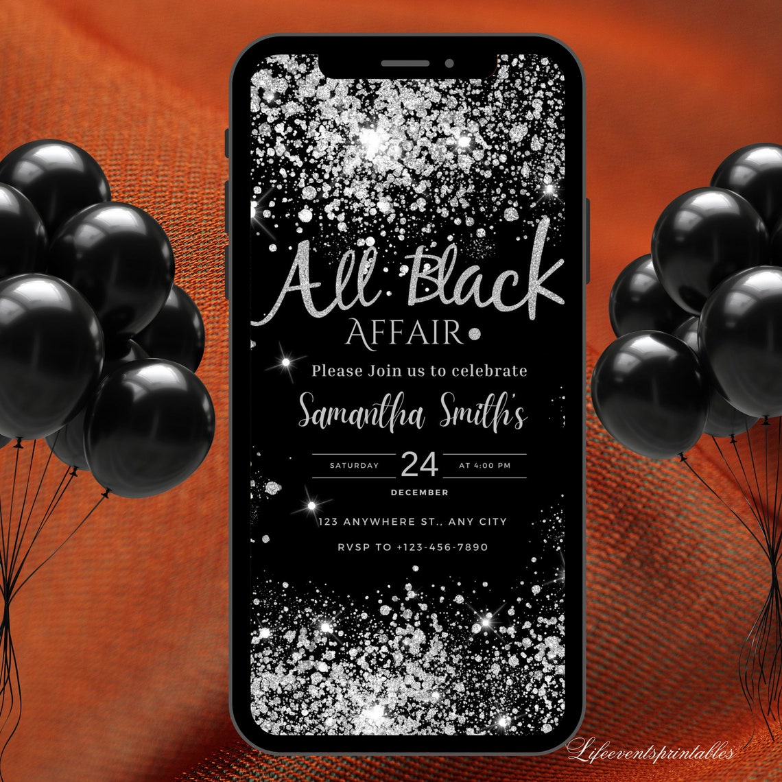 All Black Affair Invitation Template Editable All Black Party - Etsy