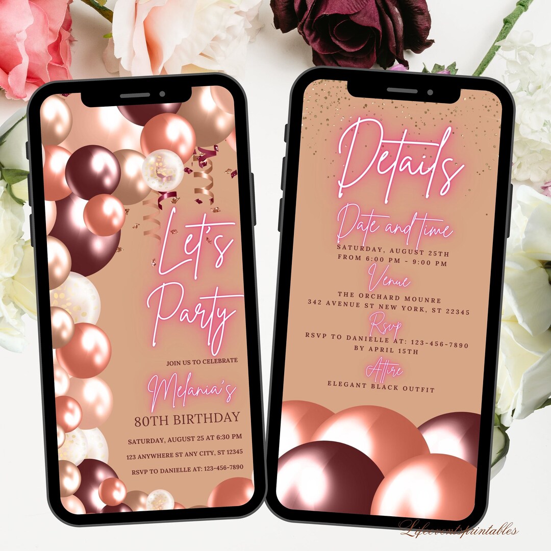 Digital Birthday Invitation Template, Electronic Birthday Invitation ...
