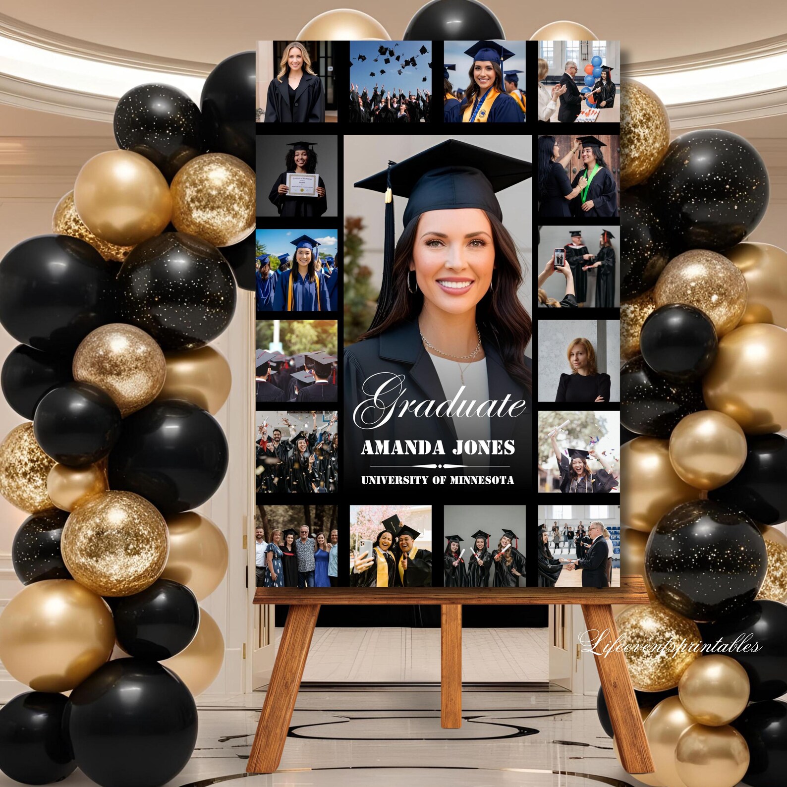 Graduation Photo Collage Template Set, Graduation Poster Display ...
