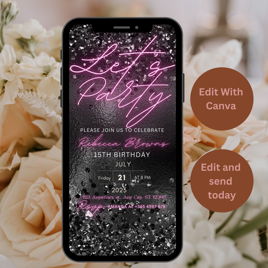 Digital Birthday Invitation Template, Electronic Birthday Invitation ...