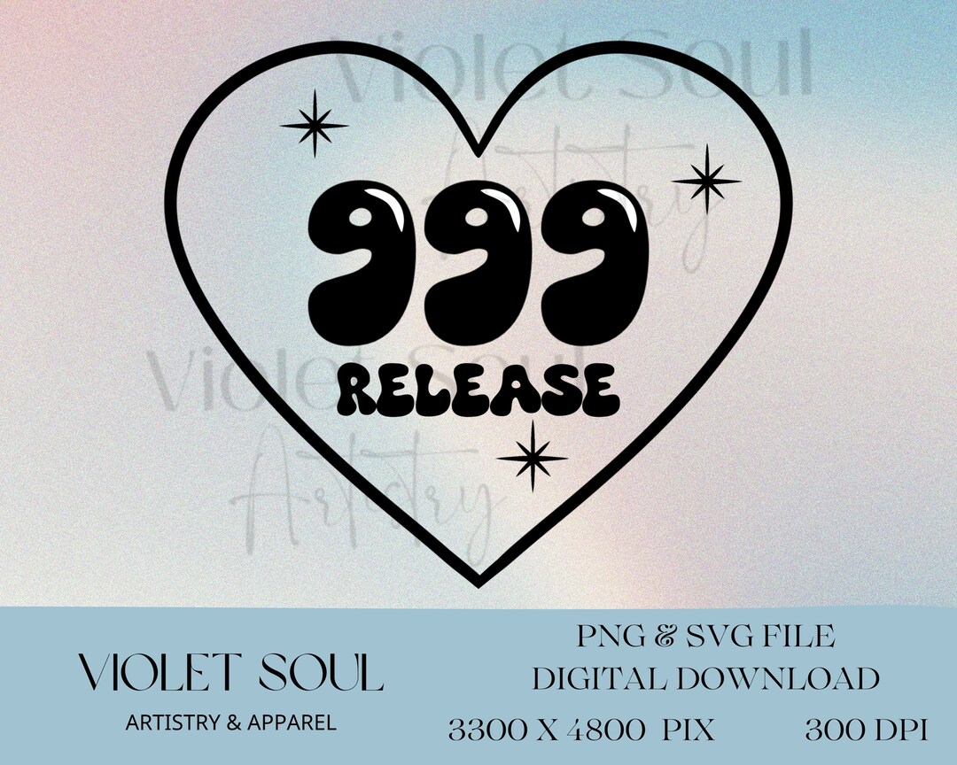 999 Release Heart Angel Number PNG SVG, Number PNG, Spiritual Png ...