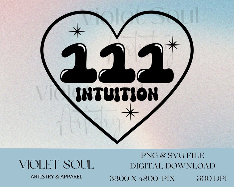 111 Intuition Heart Angel Number PNG Svg, Number PNG, Spiritual Png ...
