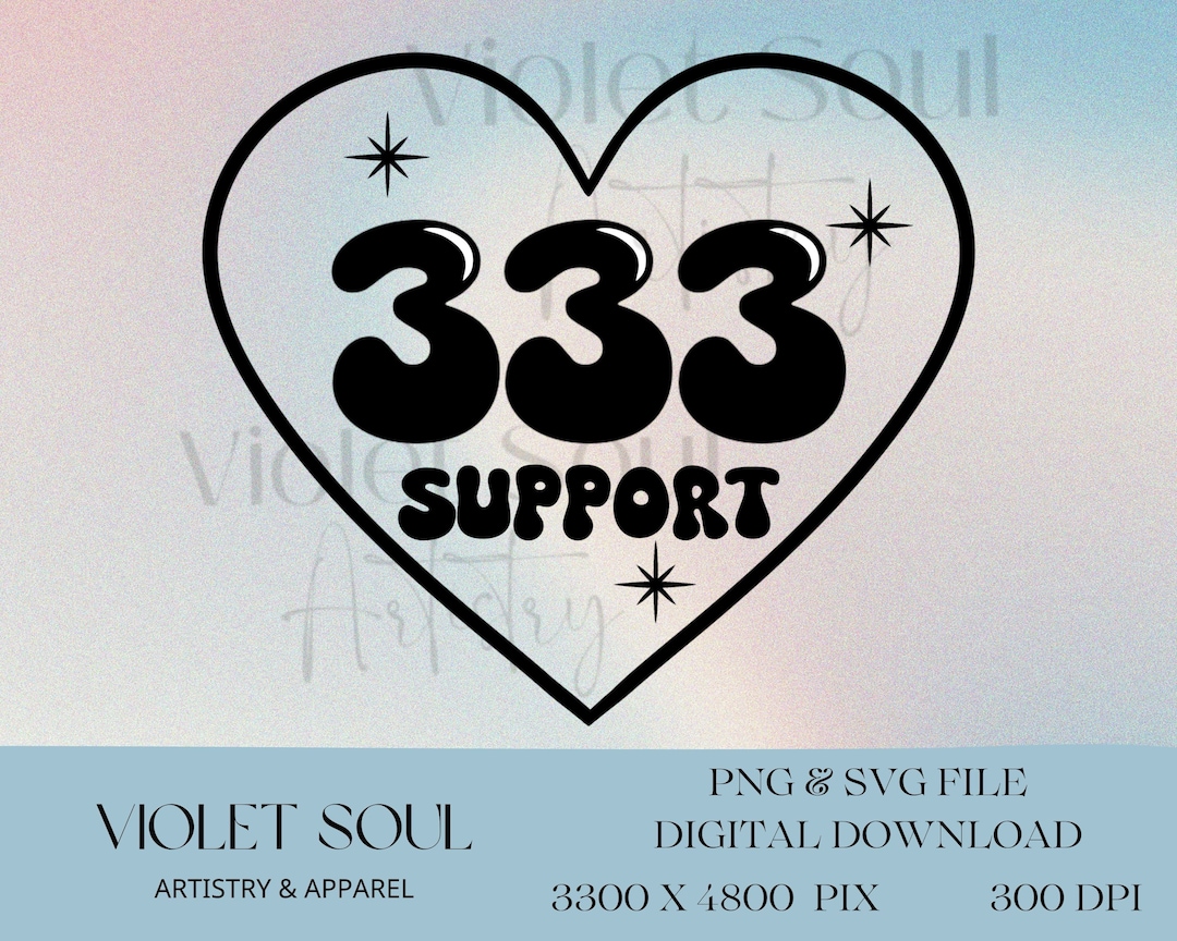 333 Support Heart Angel Number PNG SVG, Number PNG, Spiritual Png ...