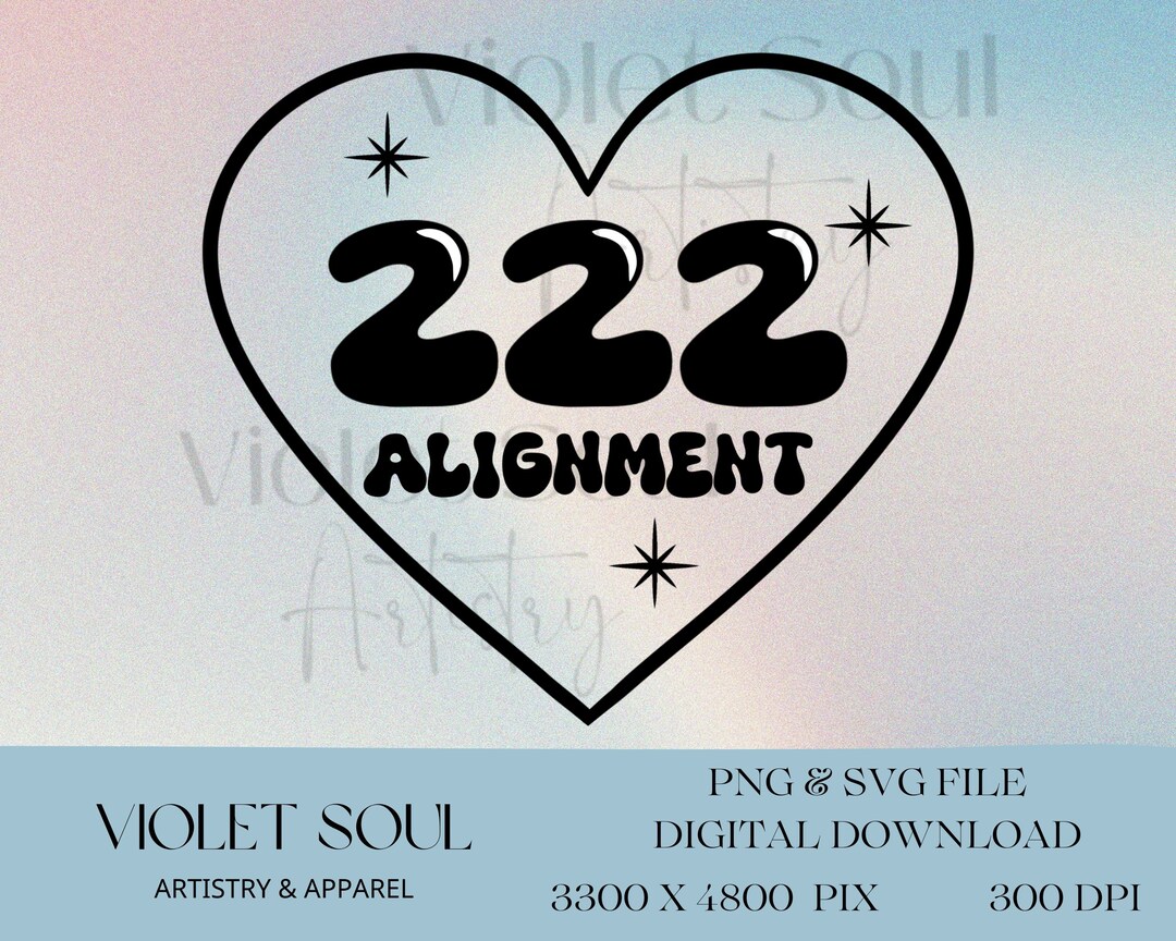 222 Alignment Heart Angel Number PNG SVG, Number PNG, Spiritual Png ...