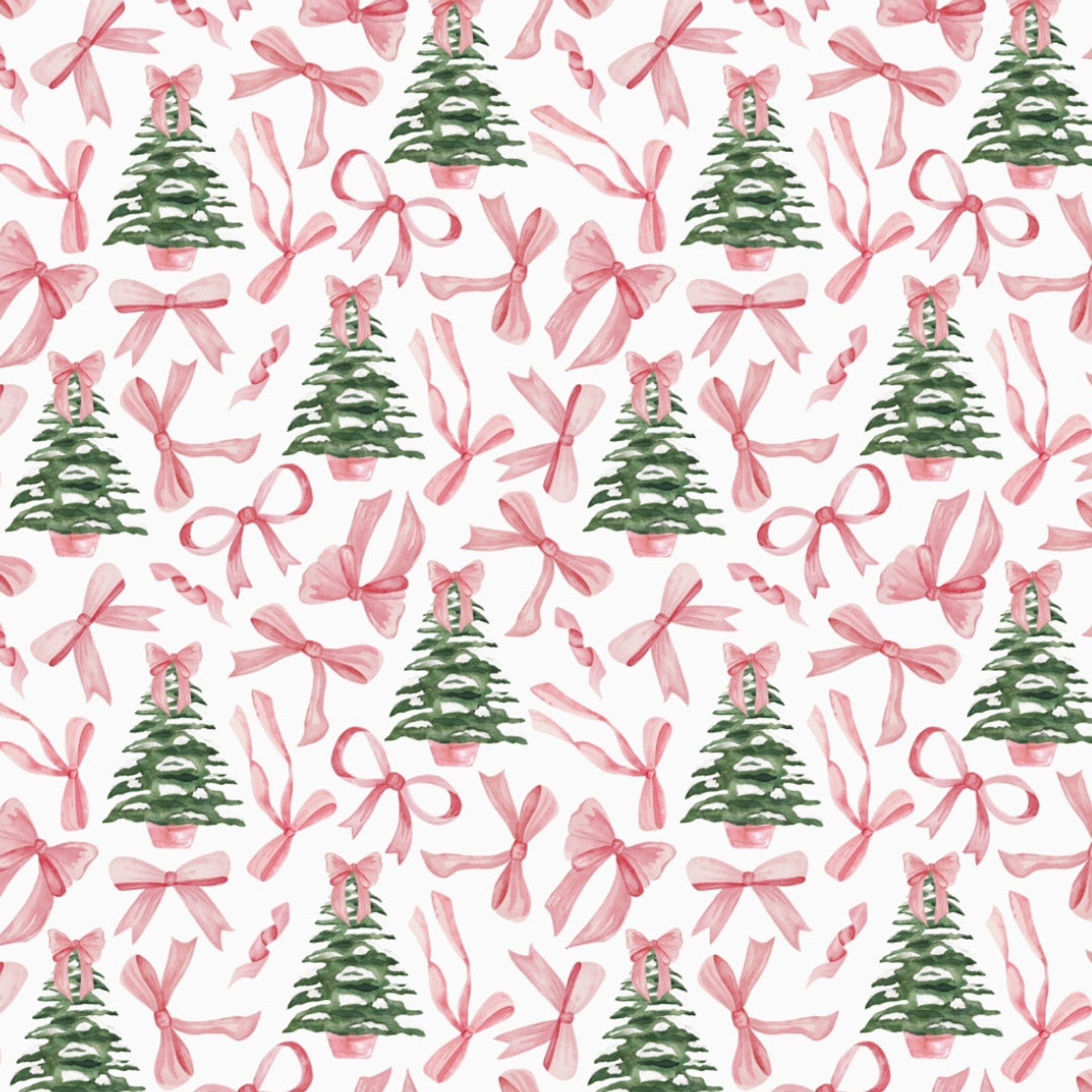 Pink Bow Christmas Wrapping Paper Coquette Christmas Tree Wrapping ...