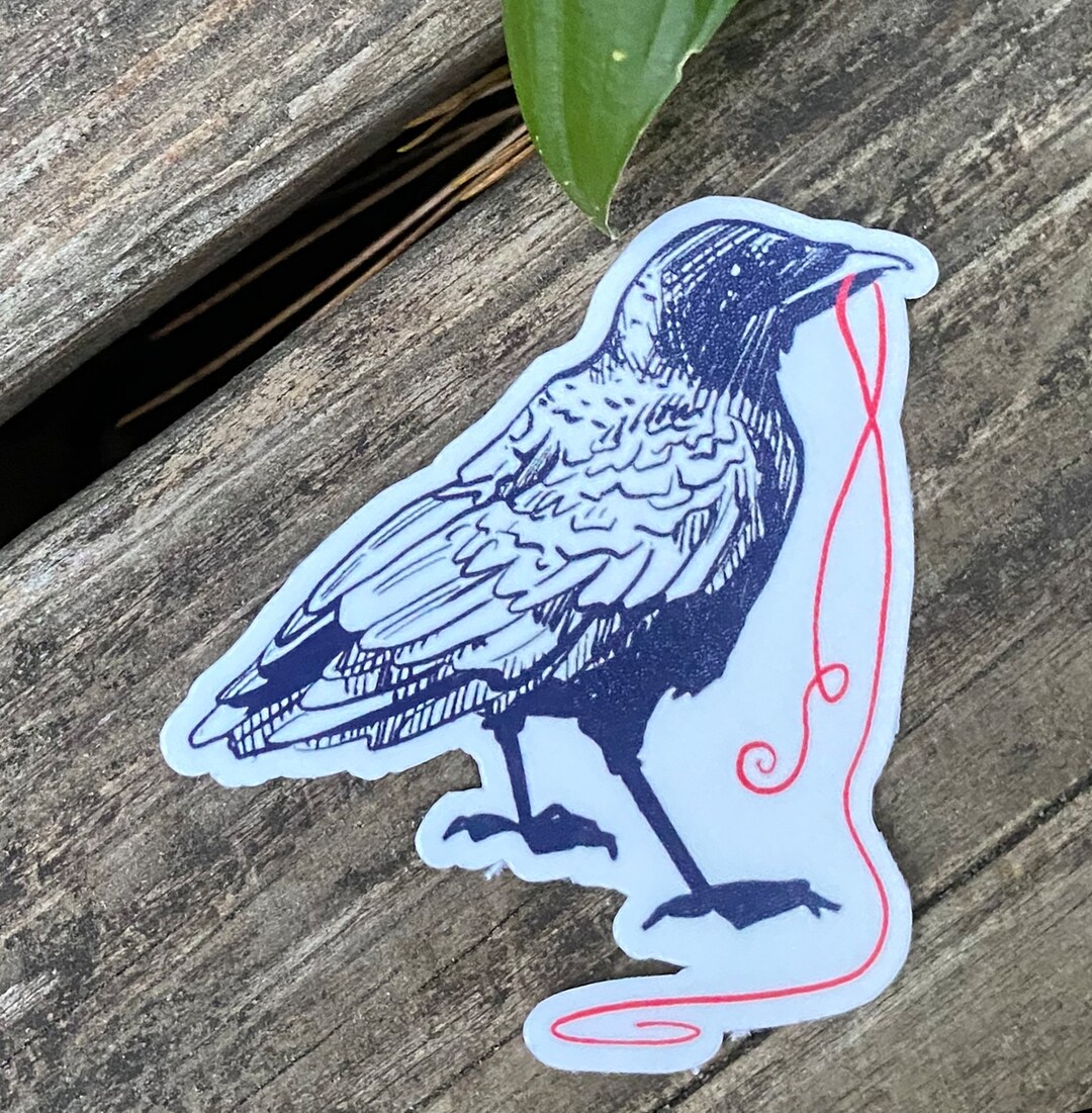 Crow With String Matte Vinyl Sticker || Original Illustration || Water ...