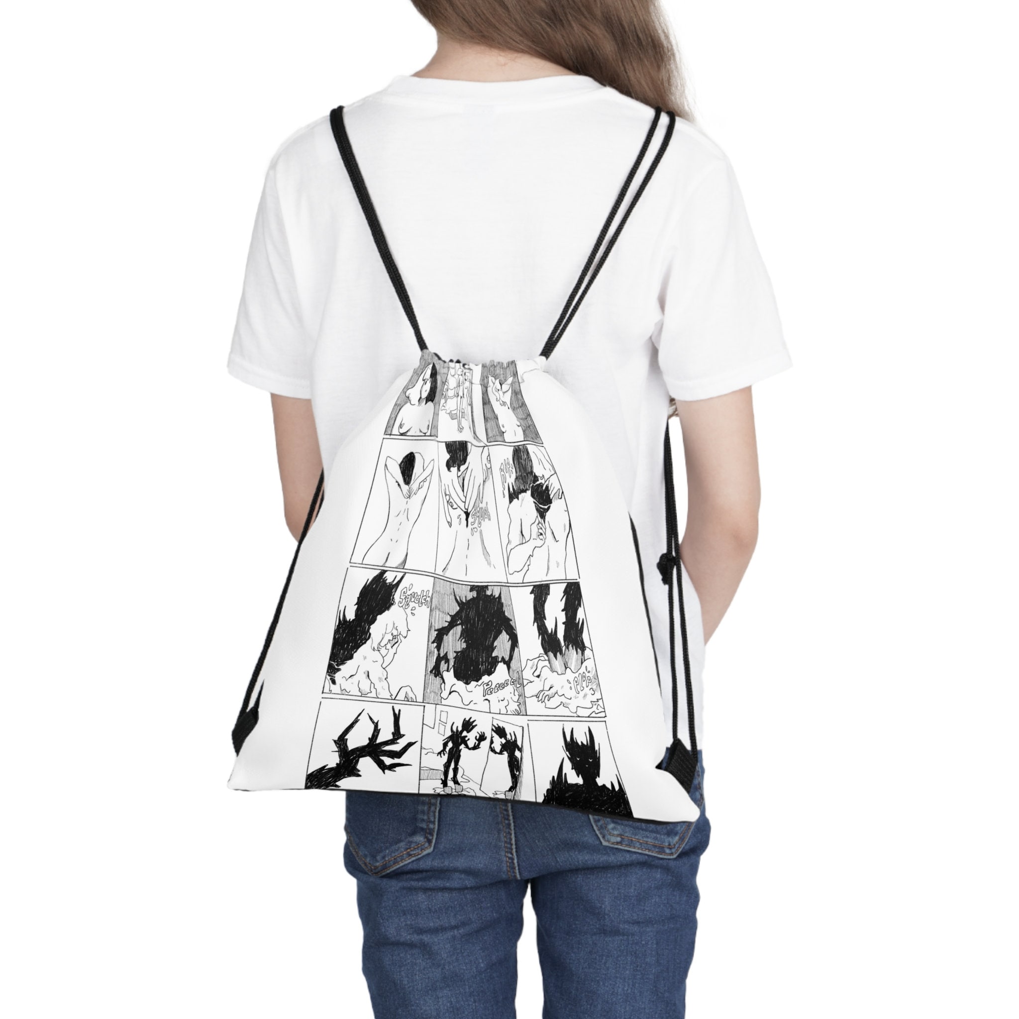 Unzipping Comic Strip Drawstring Bag || Original Illustration Outdoor ...