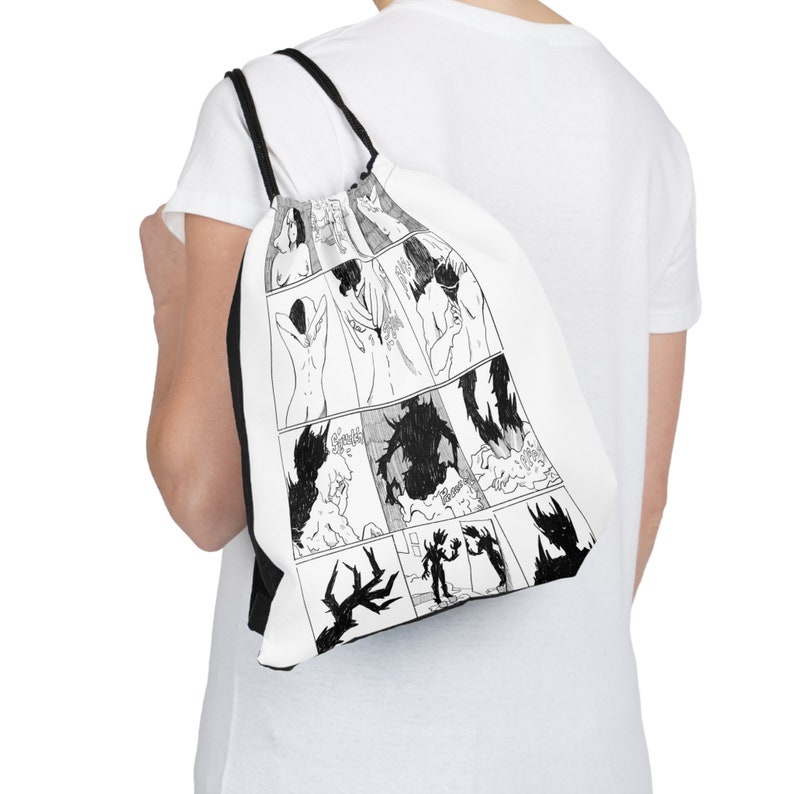 Unzipping Comic Strip Drawstring Bag || Original Illustration Outdoor ...