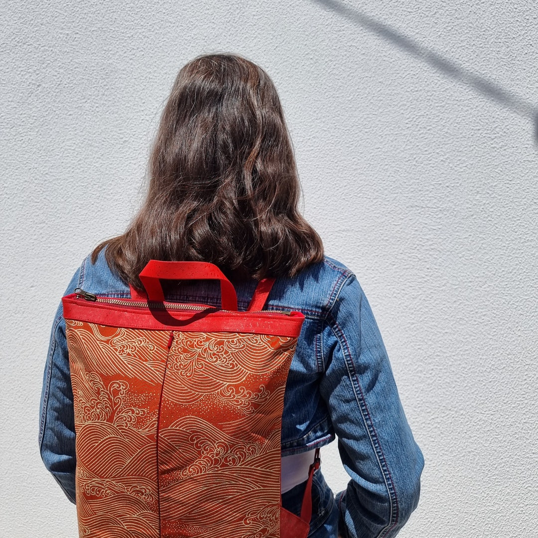 Vintage Japanese Kimono Silk Backpack "umi No Nami" - Etsy