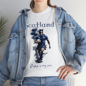 Scotland Rugby T-shirt, Cotton Designer Watercolour T Shirt, Scottish ...