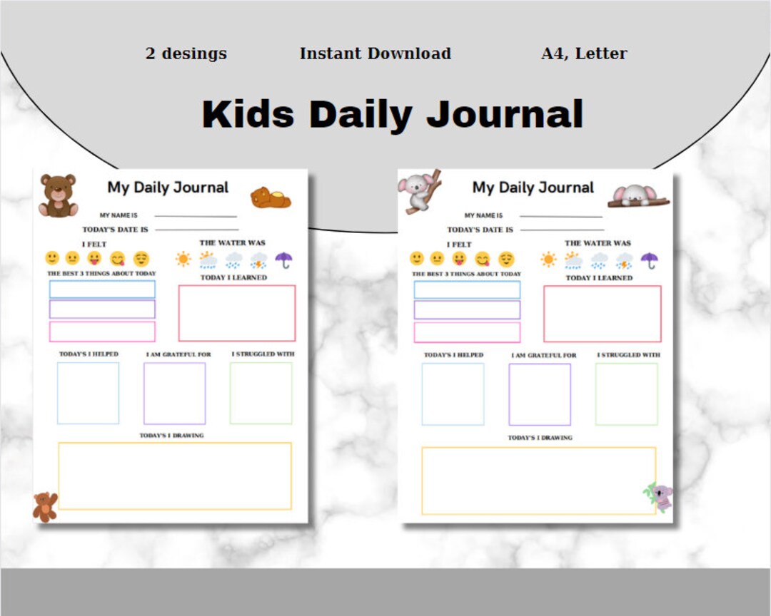 Kids Daily Journal Printable Journal for Kids Diary for - Etsy
