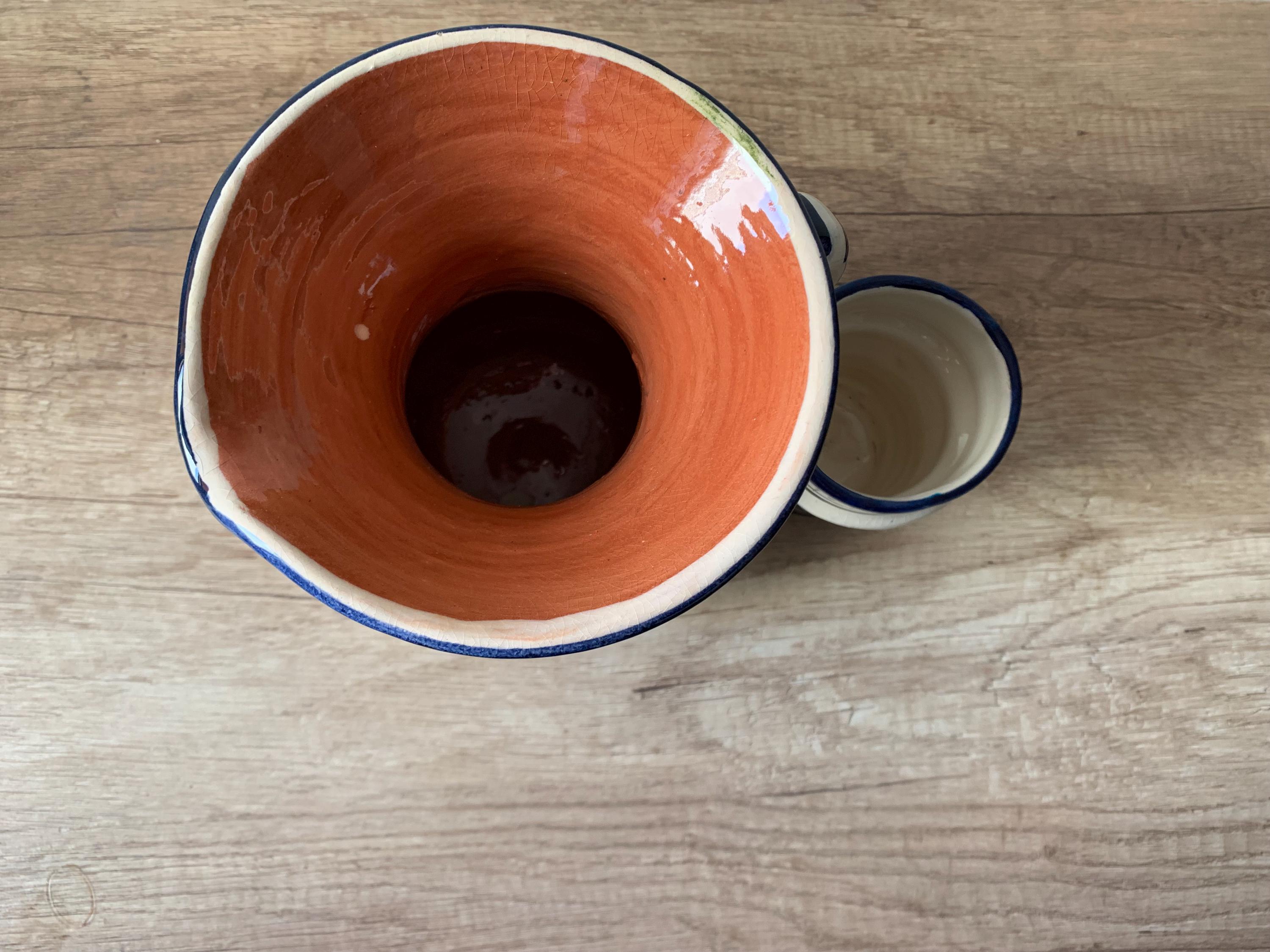 Handcrafted Moroccan Terracotta Jug and Cup Set - Authentic Pottery by ...