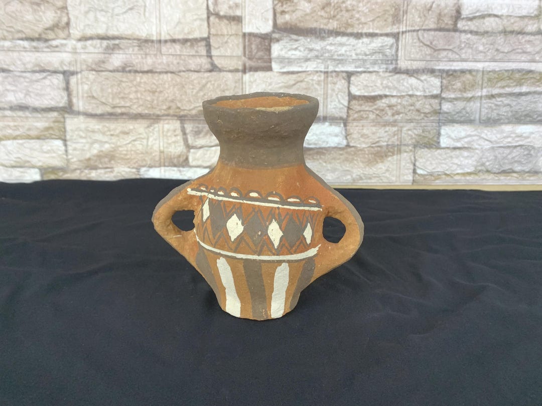 Handcrafted Moroccan Berber Double-handled Pottery – Unique Decorative ...