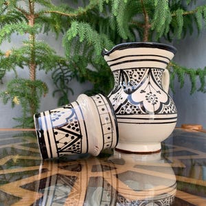 Authentic Moroccan Ceramic Terracotta Jug and Cup - Handmade & Hand ...