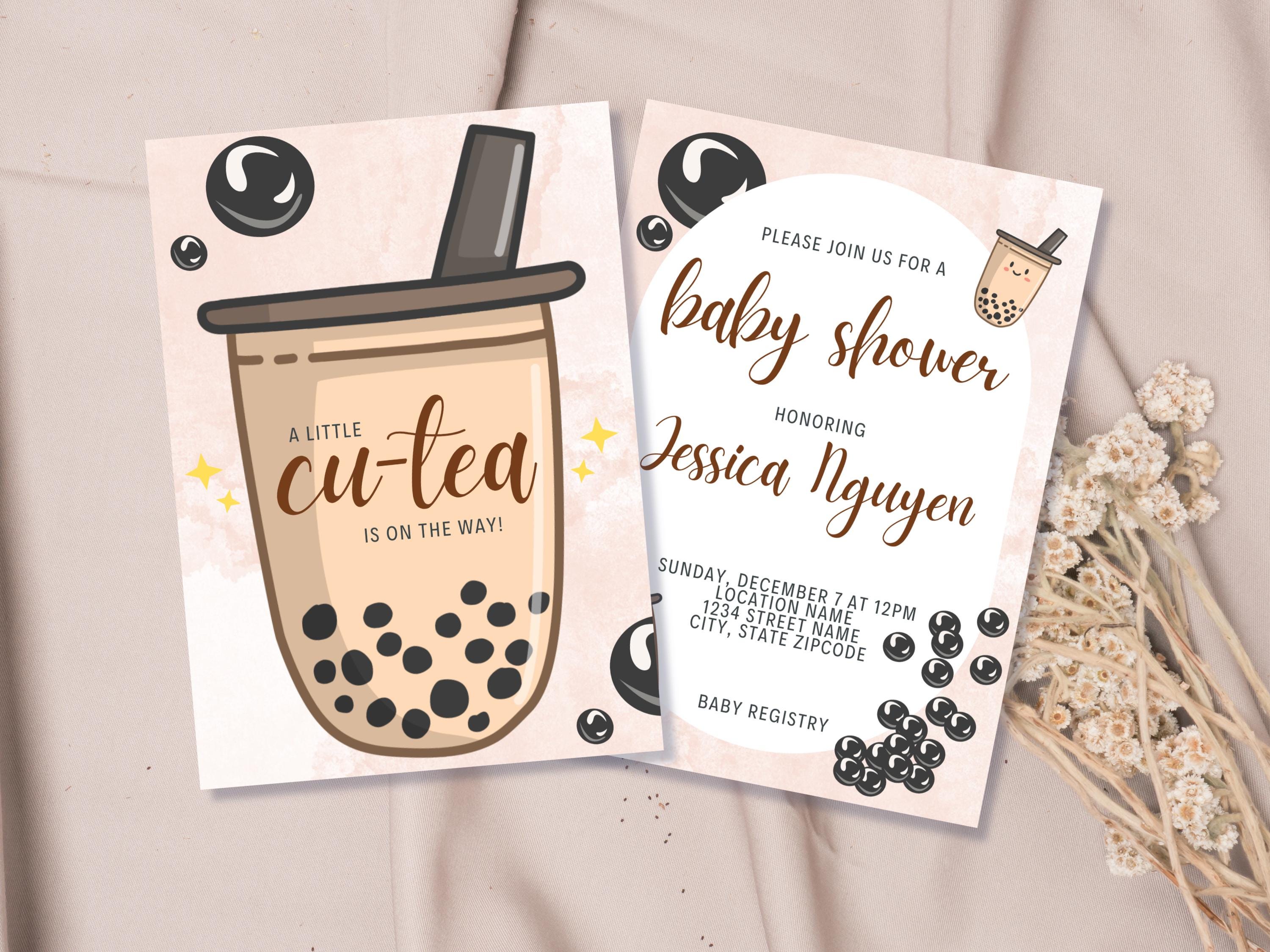 A Little Cu-tea Boba Baby Shower Invitation - Boba Milk Tea Baby Shower ...