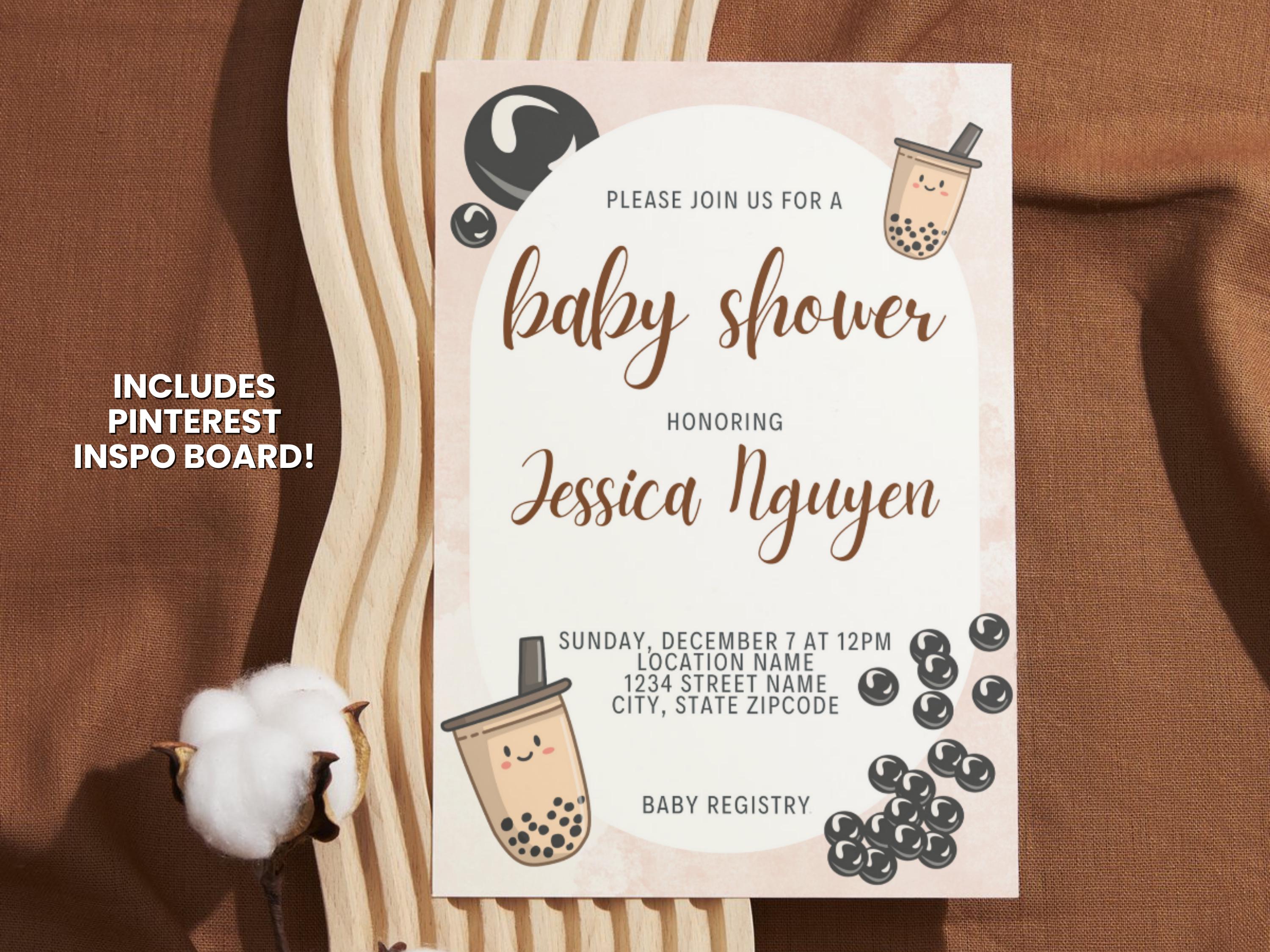 A Little Cu-tea Boba Baby Shower Invitation - Boba Milk Tea Baby Shower ...