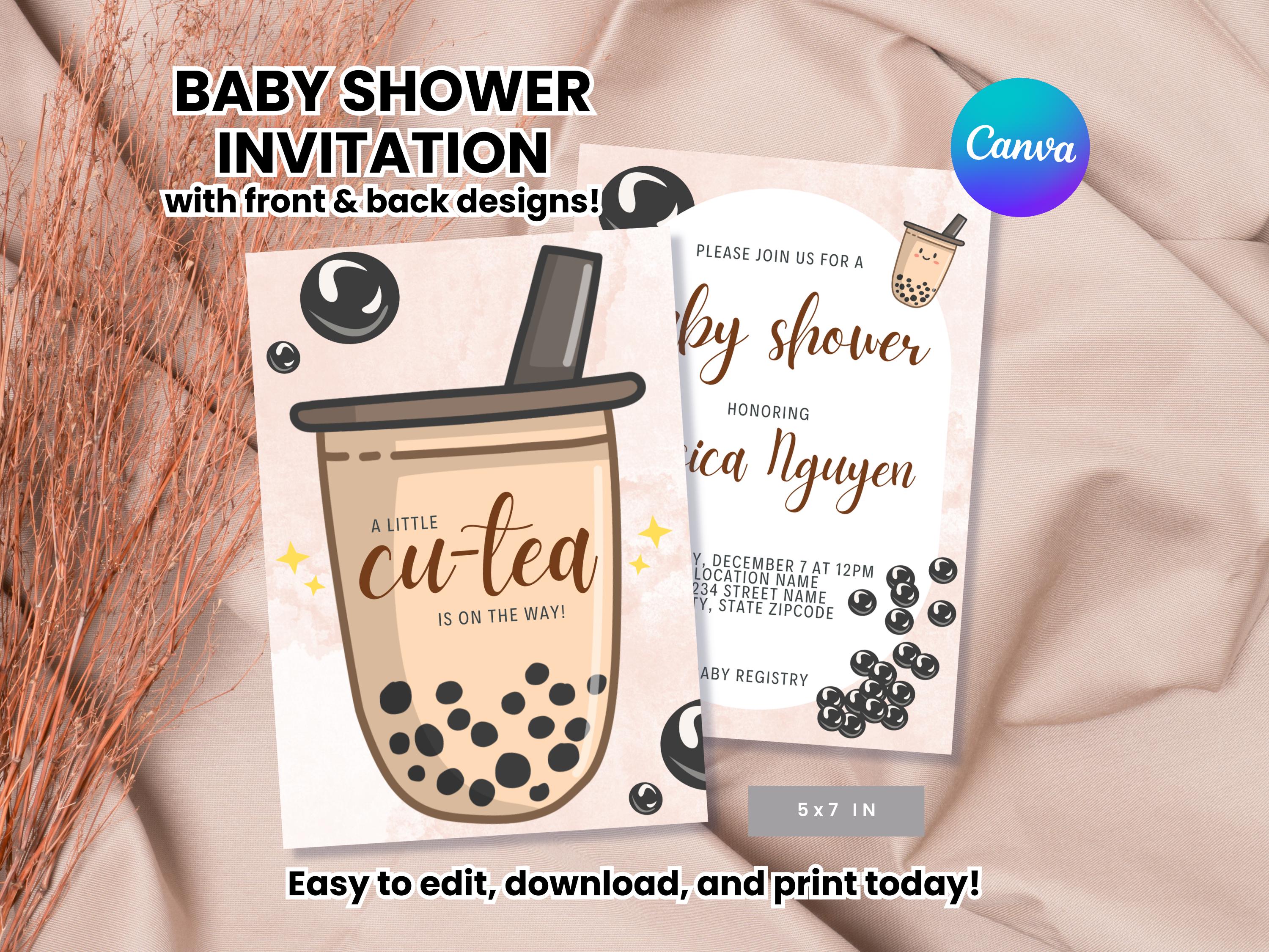 A Little Cu-tea Boba Baby Shower Invitation - Boba Milk Tea Baby Shower ...