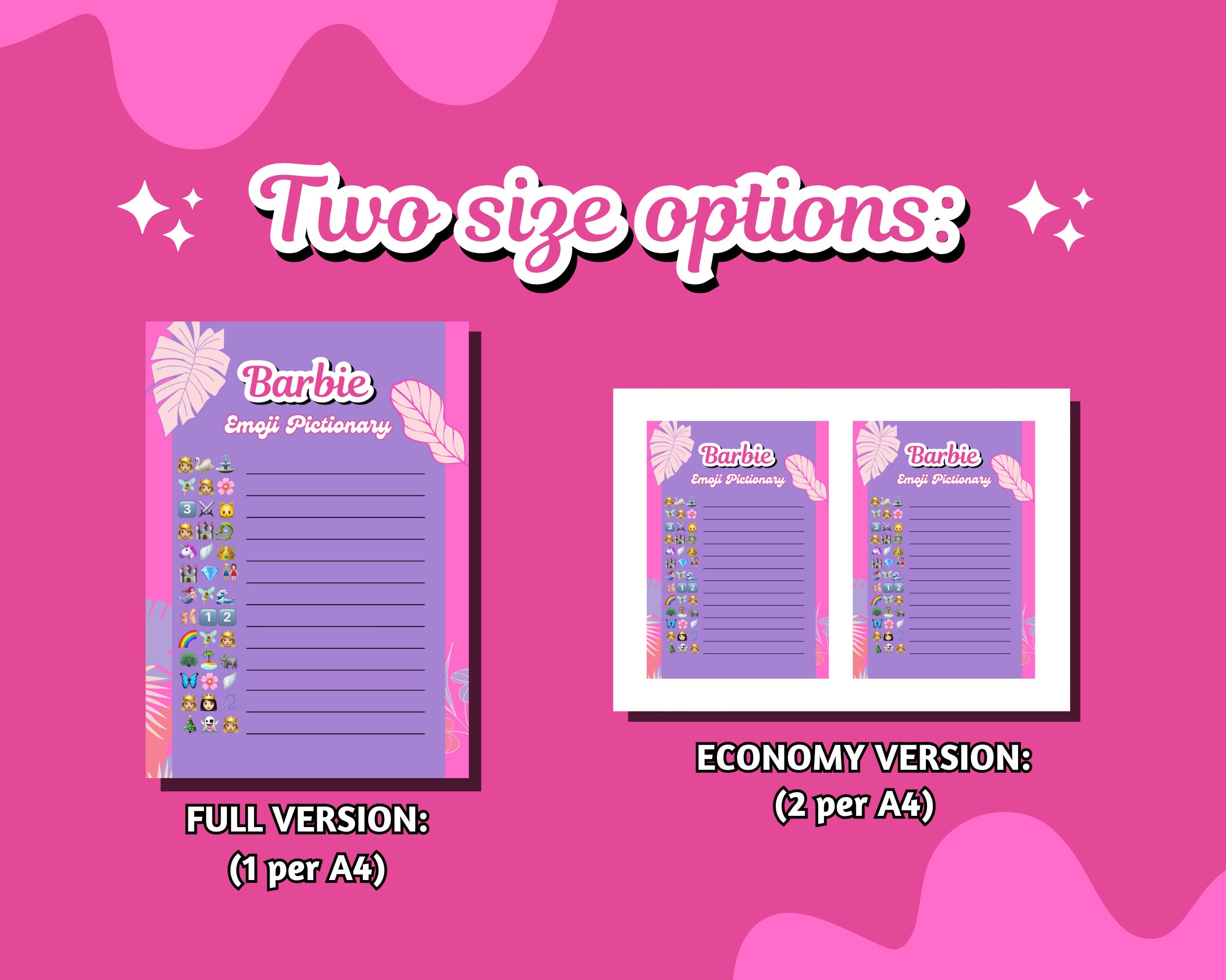 BARBIE EMOJI PICTIONARY, Barbie Card Games, Printable Party Games, Fun ...