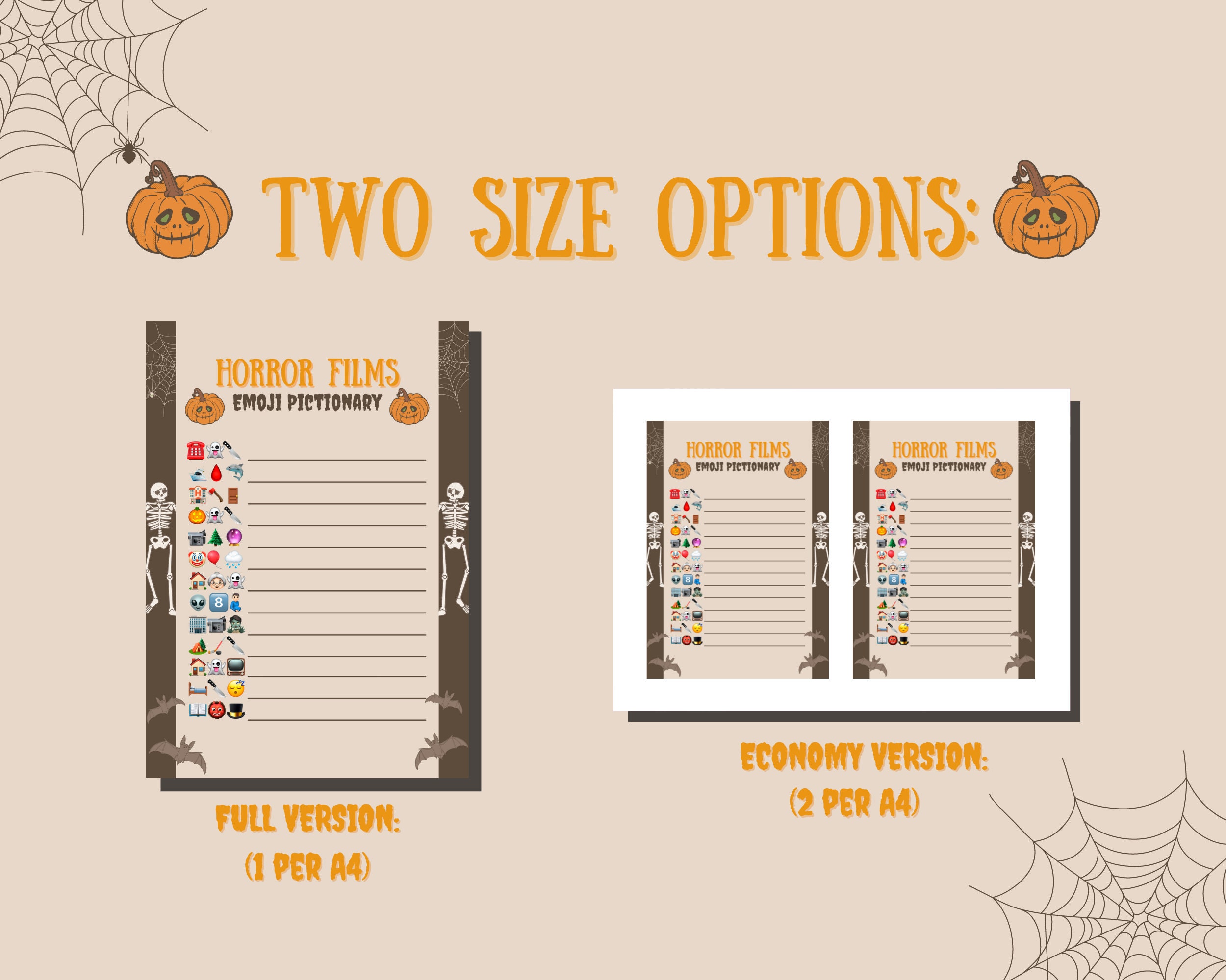 Horror Films Emoji Game, Printable Halloween Game, Adult Party Games ...