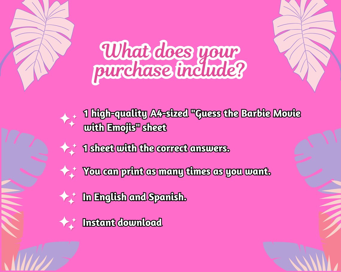 BARBIE EMOJI PICTIONARY, Barbie Card Games, Printable Party Games, Fun ...