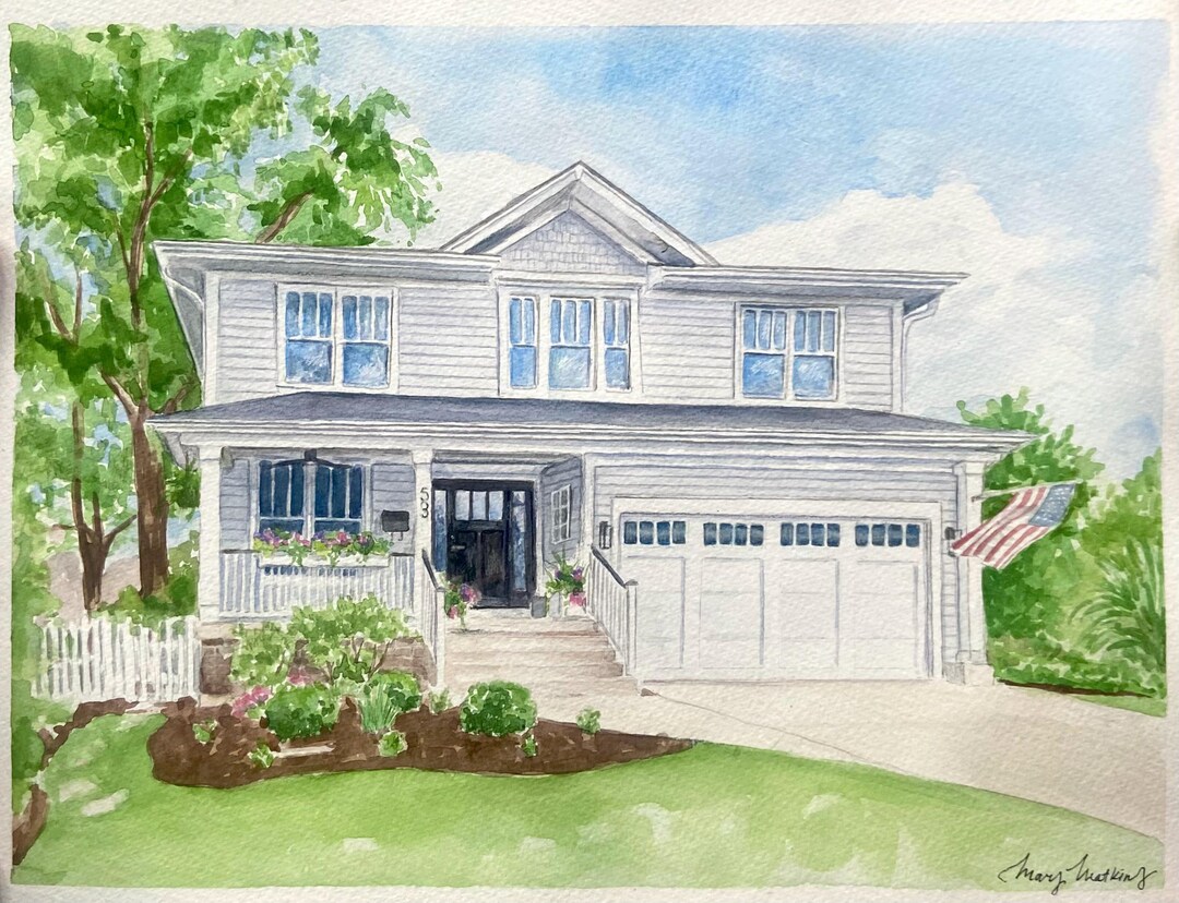 Hand-painted Watercolor House Portrait: Personalized Home Art - Etsy