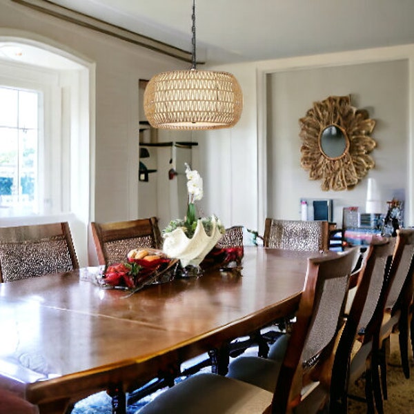 Large Rattan Chandelier - Etsy