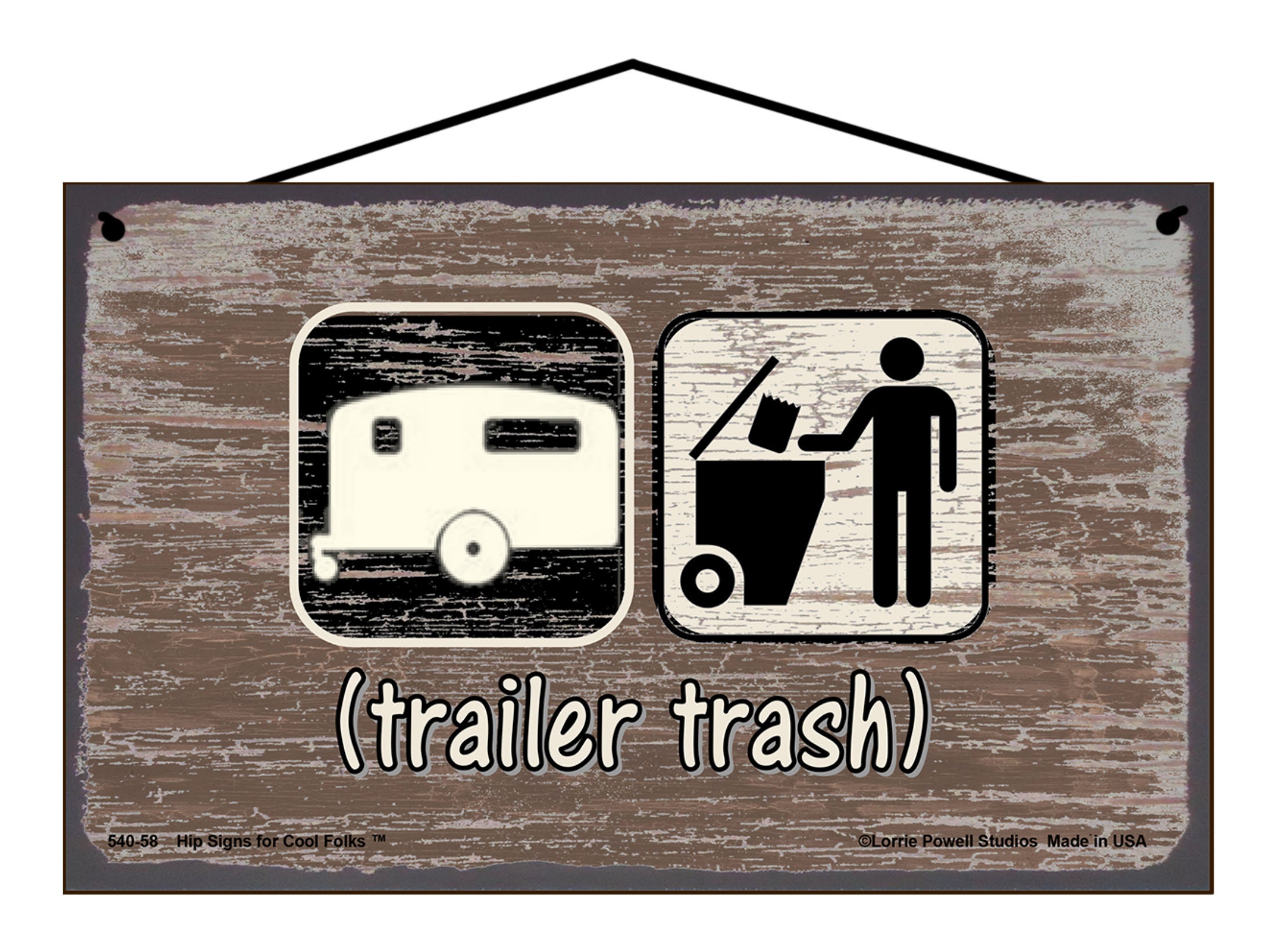 Trailer Trash Funny Camping Themed Sign Cartoon Diagram Home Decor Wall ...