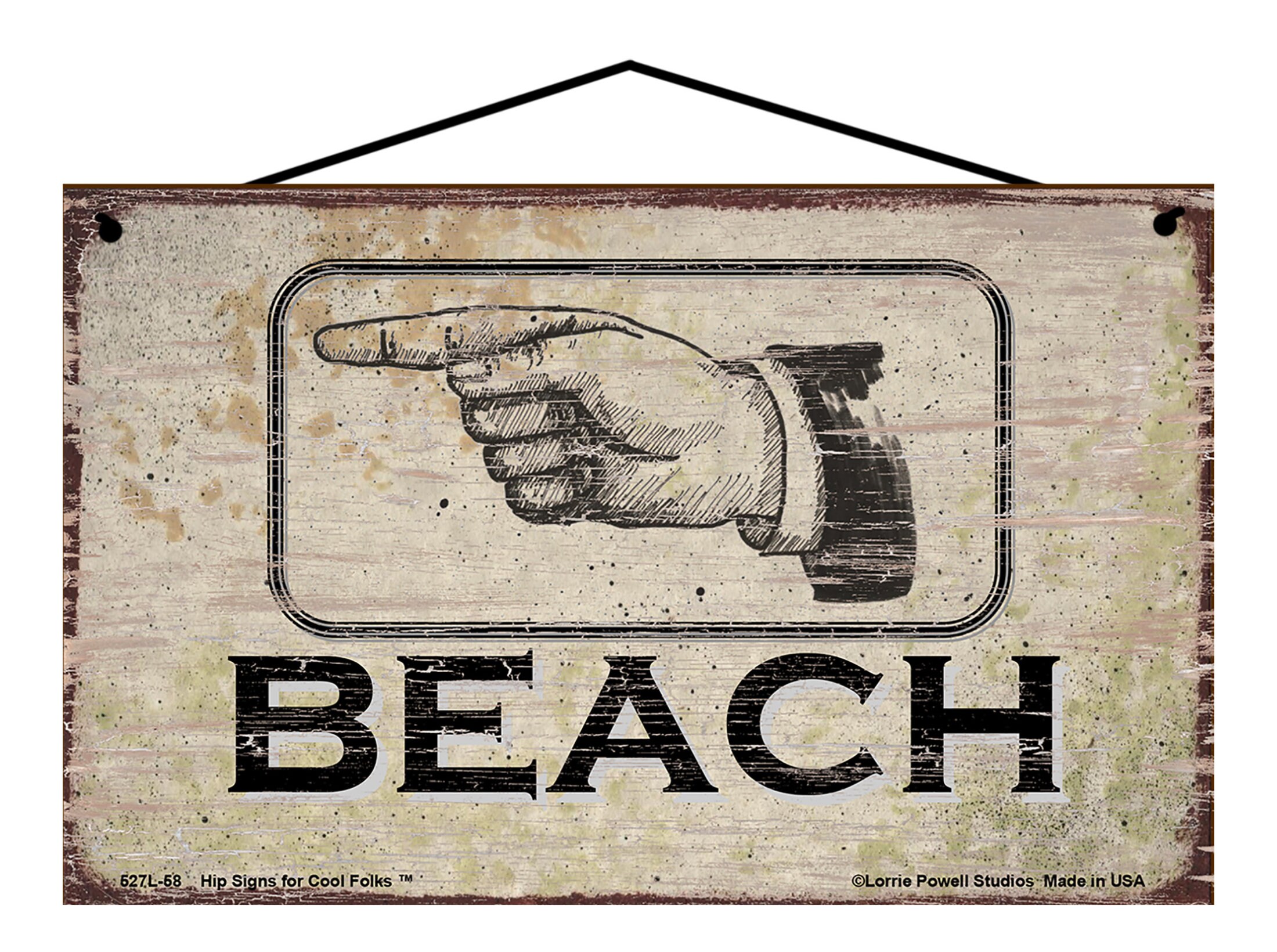 Beach Sign Pointing to the LEFT - Vintage Style Vacation Home Decor ...