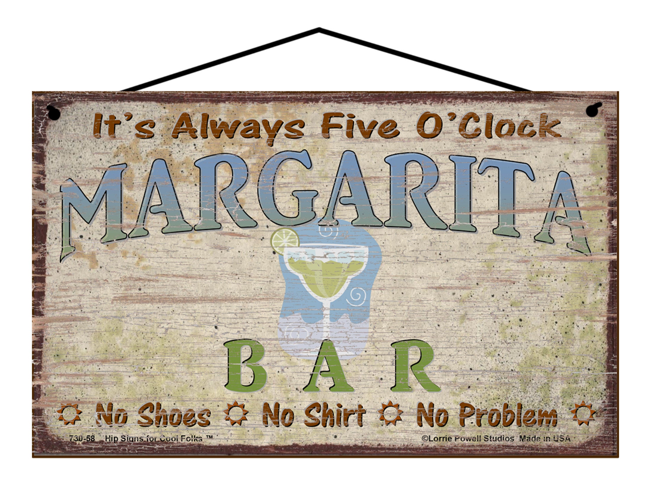 Margarita Bar Sign - It's Always Five O'clock - Vintage Style Home Bar ...