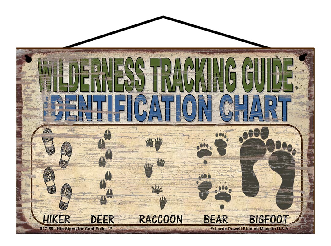 Bigfoot Themed Sign - Wilderness Tracking Guide Identification Chart ...